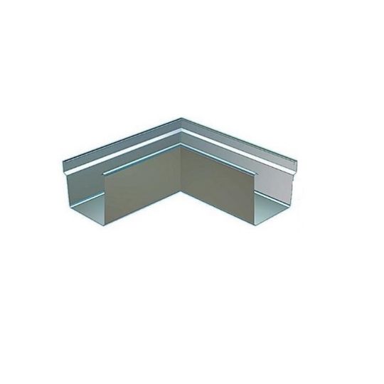Lindab Galvanised 140mm Box Steel Gutter External Angle 90 Degrees (RERVY)