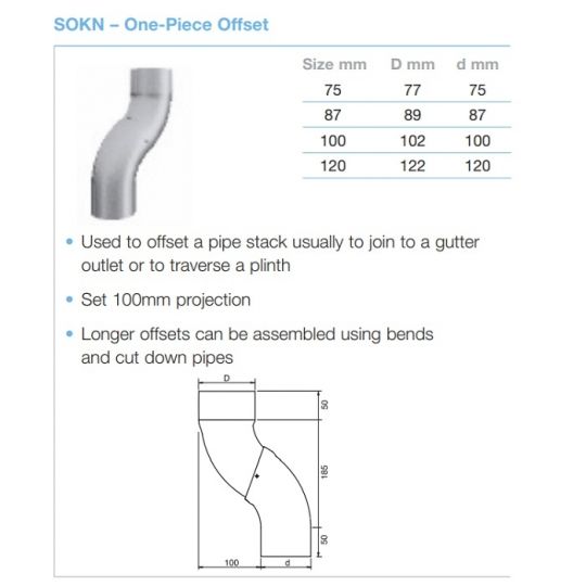 Lindab Circular Steel Downpipe Fixed Offset Bend Matte Finish