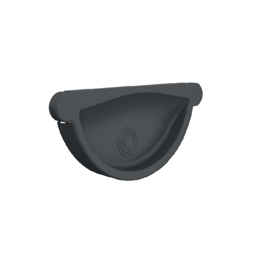 Lindab Steel Half Round Gutter External Stop End non handed Matte Finish