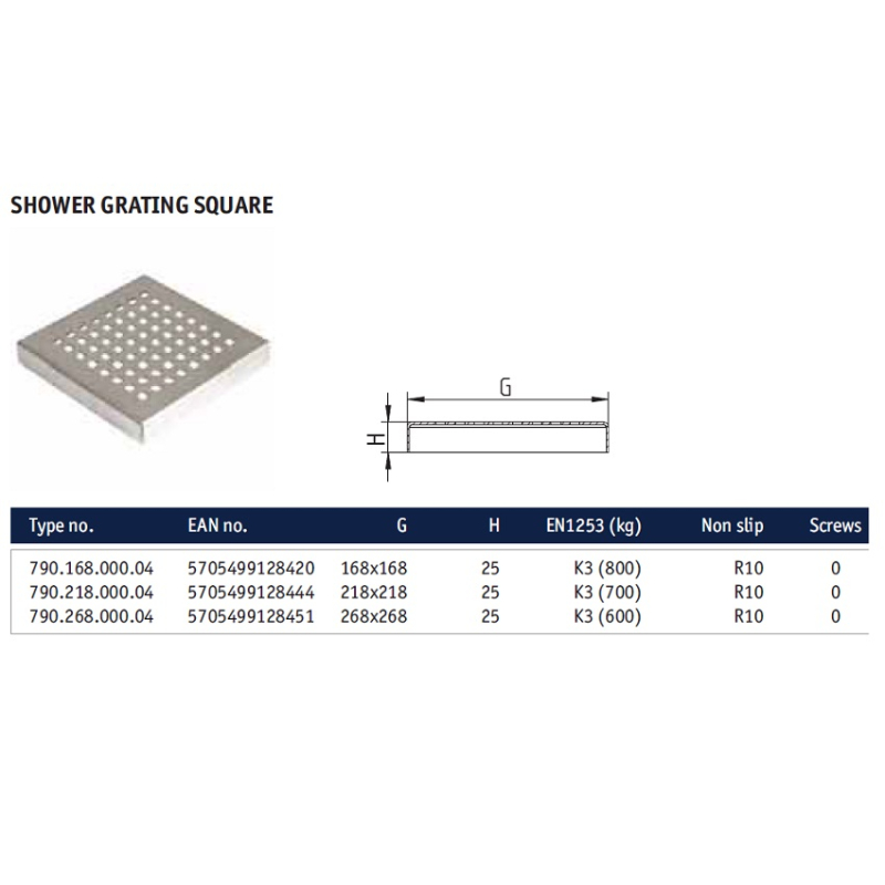 Blucher Stainless Steel Square Grating Load Class K3