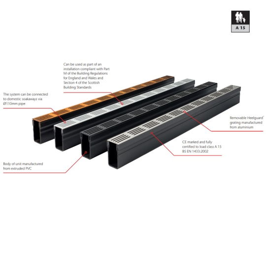 ACO Threshold Drain Channel X 1m C/W Steel Grating