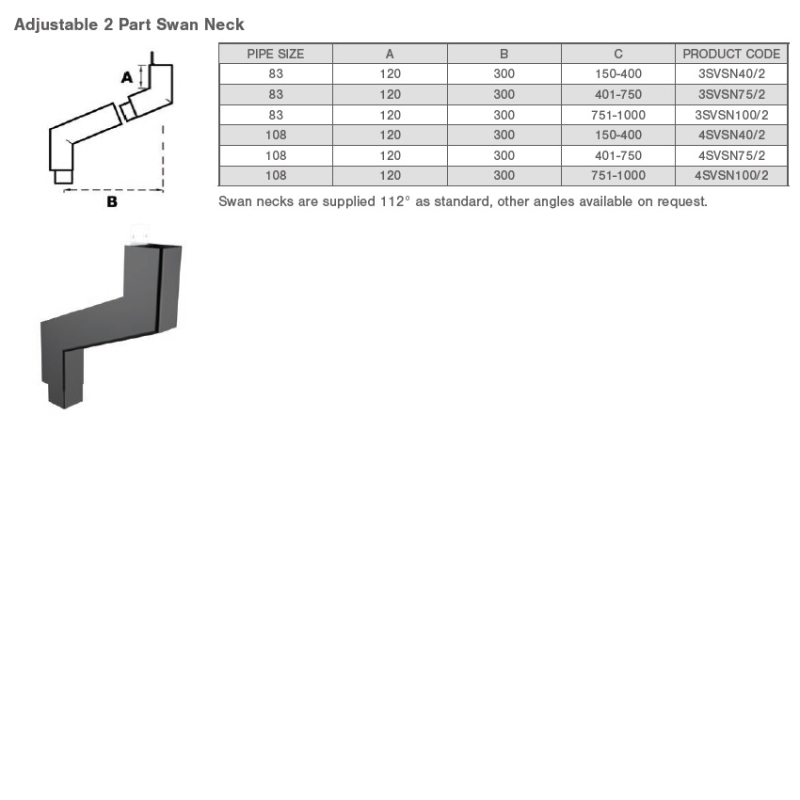 Aluminium Security Round 112 Degree 2 Part Adjustable Swan Neck