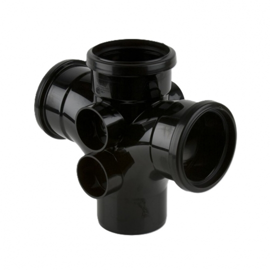 Brett Martin 110mm Push-Fit Soil uPVC Triple Socket 92.5 Degree Double ...